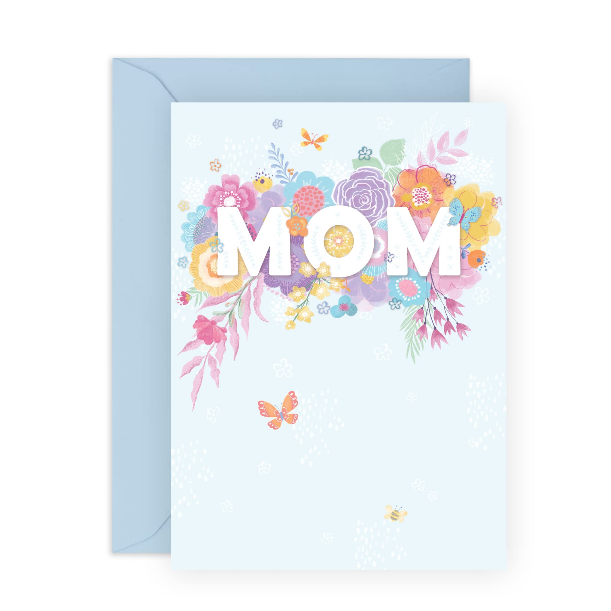 CENTRAL 23 Mom Birthday Card Floral - Pretty Greeting Cards For Women - Flowers - Gifts For Mother From Son Daughter - Anniversary Christmas Easter Mothers Day - Comes With Fun Stickers
