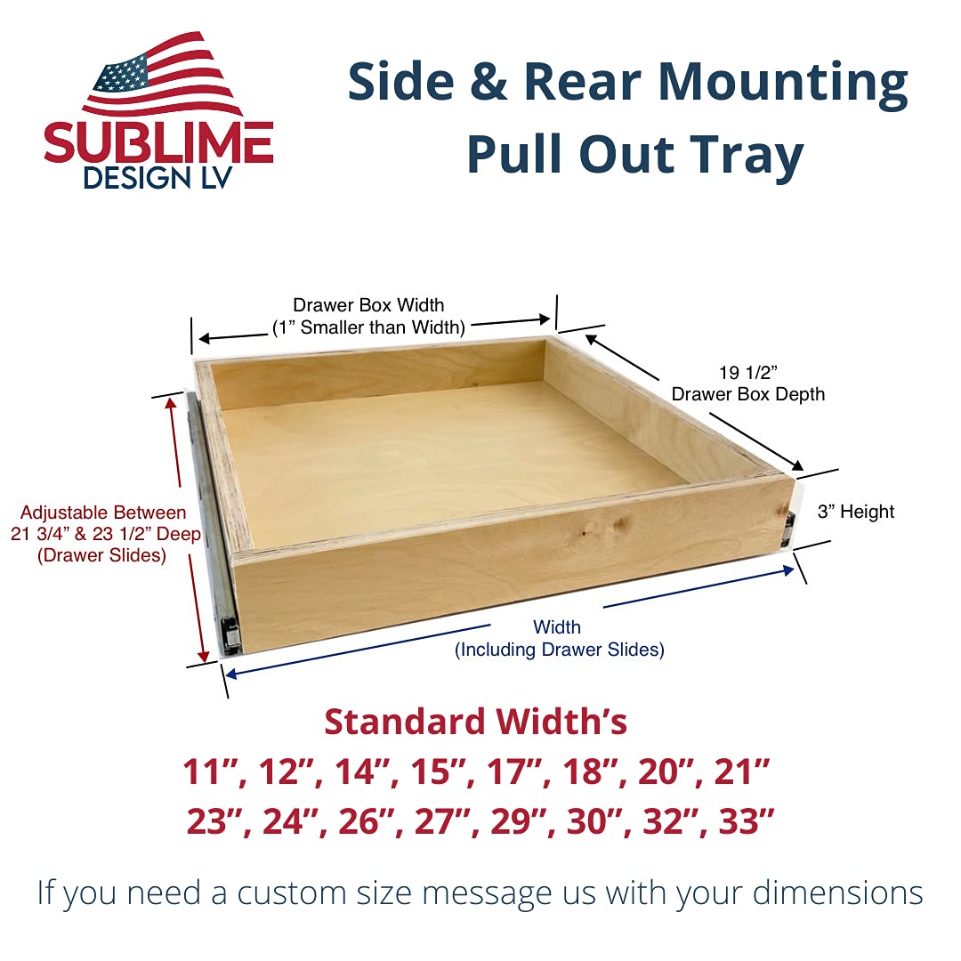 Sublime Design | 15" Wide | Pull Out Tray | Baltic Birch Drawer for Kitchen Cabinets | Slide Out Shelves | Roll Out Cabinet Organizer