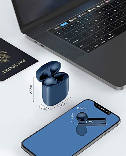 BEBEN True Wireless Earbuds, Waterproof Bluetooth Earbuds, 35Hrs Cyclic Playtime Headphones with Charging Case and mic for iPhone Android, in-Ear Stereo Earphones Headset for Sport Blue