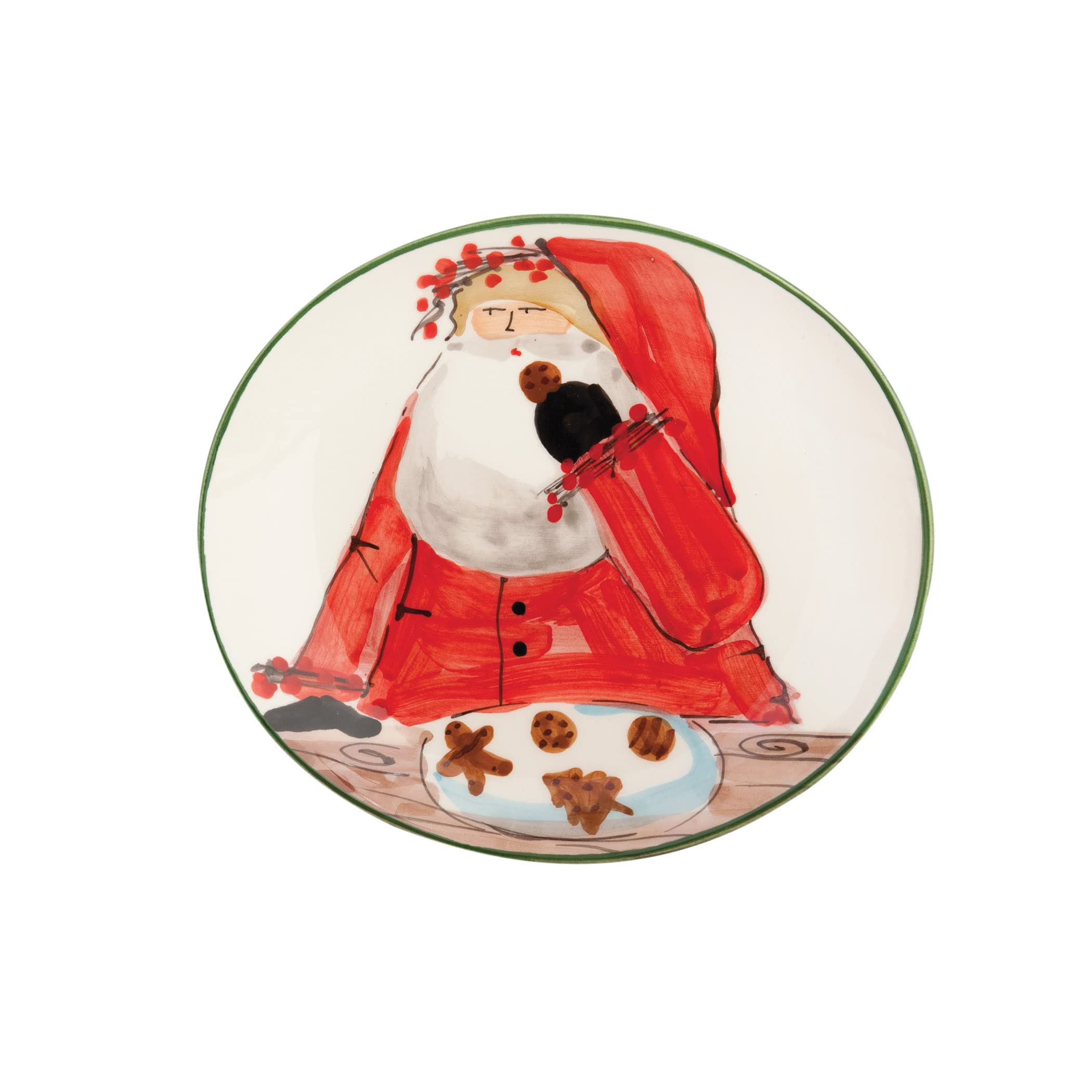Vietri Old St. Nick Cookie Plate, 8.25" L Christmas Dinnerware for Serving Snack, Dessert & Appetizer, Multi-Color