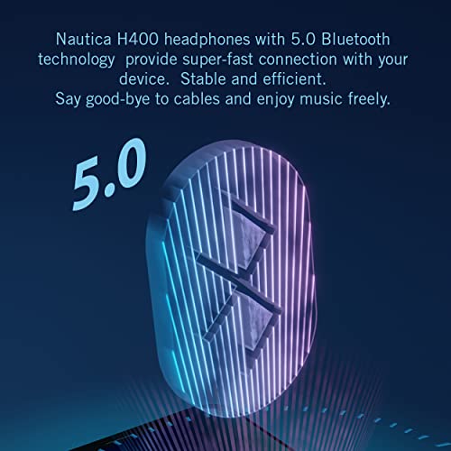 NAUTICA H400 Noise Cancelling (ANC) Bluetooth Headphones, On-Ear Wireless Headphones with Built-in Microphone Bluetooth v5.0 Wireless and Wired Stereo Headset, Deep Bass, Lightweight, Adjustable(NAVY)
