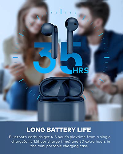 BEBEN True Wireless Earbuds, Waterproof Bluetooth Earbuds, 35Hrs Cyclic Playtime Headphones with Charging Case and mic for iPhone Android, in-Ear Stereo Earphones Headset for Sport Blue