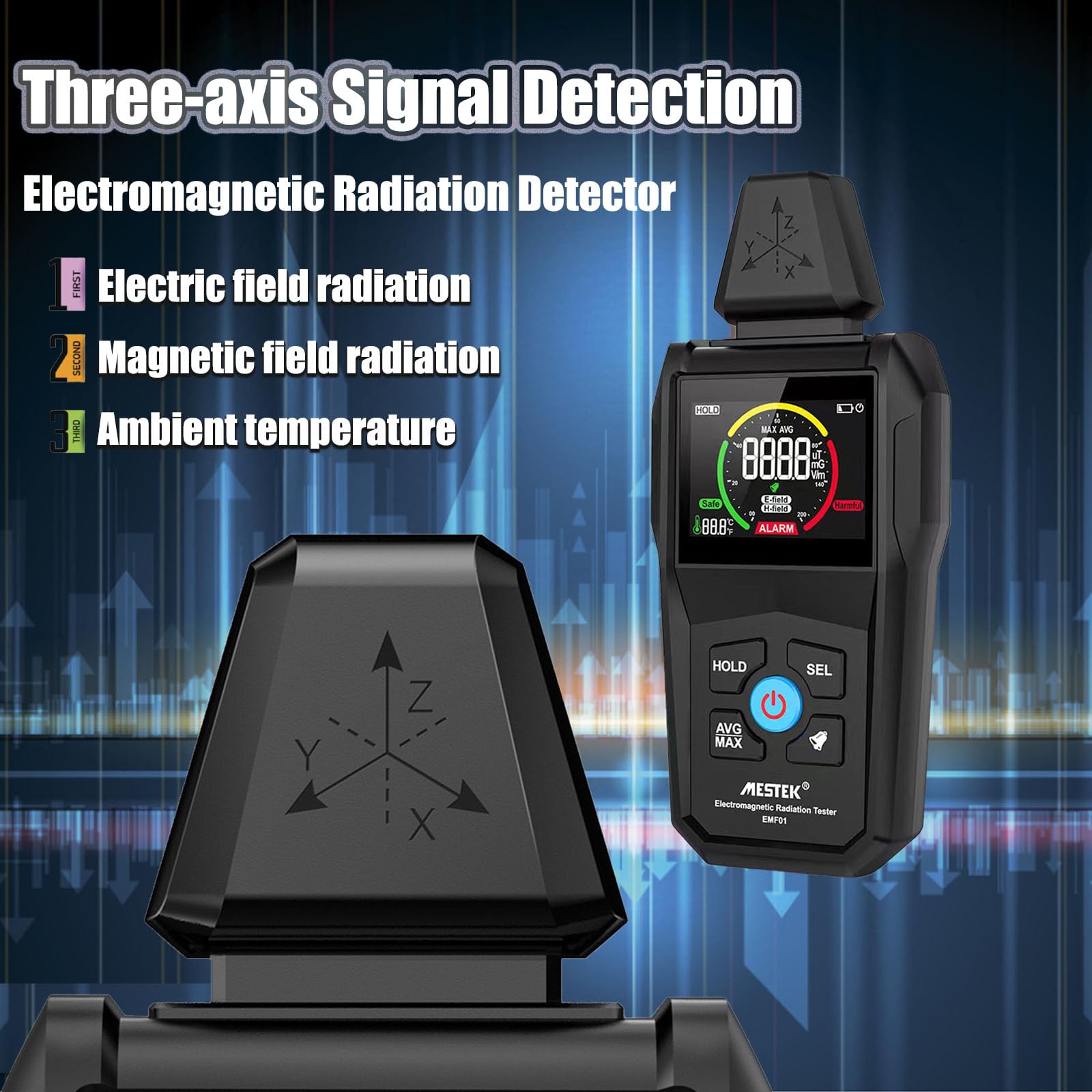 Sutlumisi EMF Meter - Digital Electromagnetic Field Radiation Detector, Hand-Held Digital Digital LCD EMF Detector, Great Tester for Home EMF Inspections, Office, Outdoor, Ghost Hunting