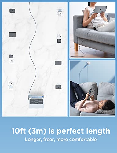100W USB C to USB C Cable 10ft, Type C to Type C Cable, AINOPE USBC to USBC Fast Charging Cable Right Angle Compatible with MacBook Air/Pro, iPad Pro 12.9/11/Air/Mini, Samsung Galaxy S22/21/20/Note20