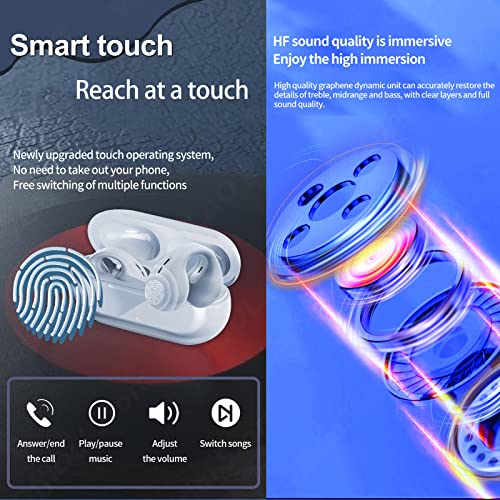 FORSINING Mini Bone Conduction Earphones Open Ear Wireless Earbuds with Earhooks Clip-on Headphones Bluetooth 5.3, Sport Music Running Earpiece,for Android & iPhone, White