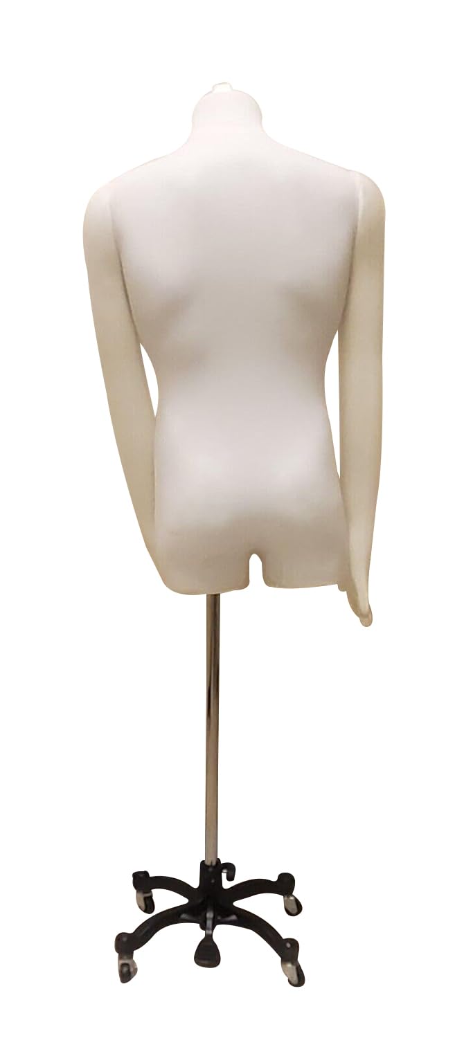 40" Chest Waist HIPS Male Mannequin Dress Form + PINNABLE ARMS Cream