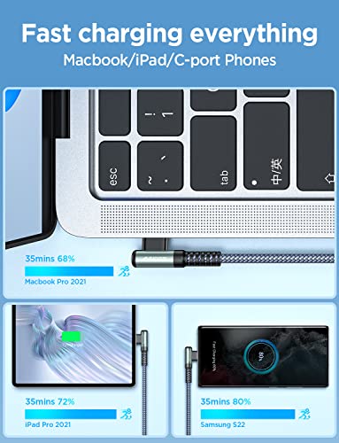 100W USB C to USB C Cable 10ft, Type C to Type C Cable, AINOPE USBC to USBC Fast Charging Cable Right Angle Compatible with MacBook Air/Pro, iPad Pro 12.9/11/Air/Mini, Samsung Galaxy S22/21/20/Note20