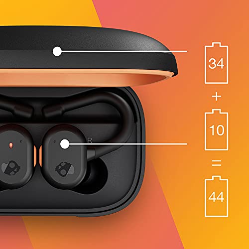 Skullcandy Push Active True Wireless In-Ear Bluetooth Earbud, Use with iPhone and Android with Charging Case and Mic, Great for Gym, Sports, and Gaming, IP55 Water and Dust Resistant - Orange/Black