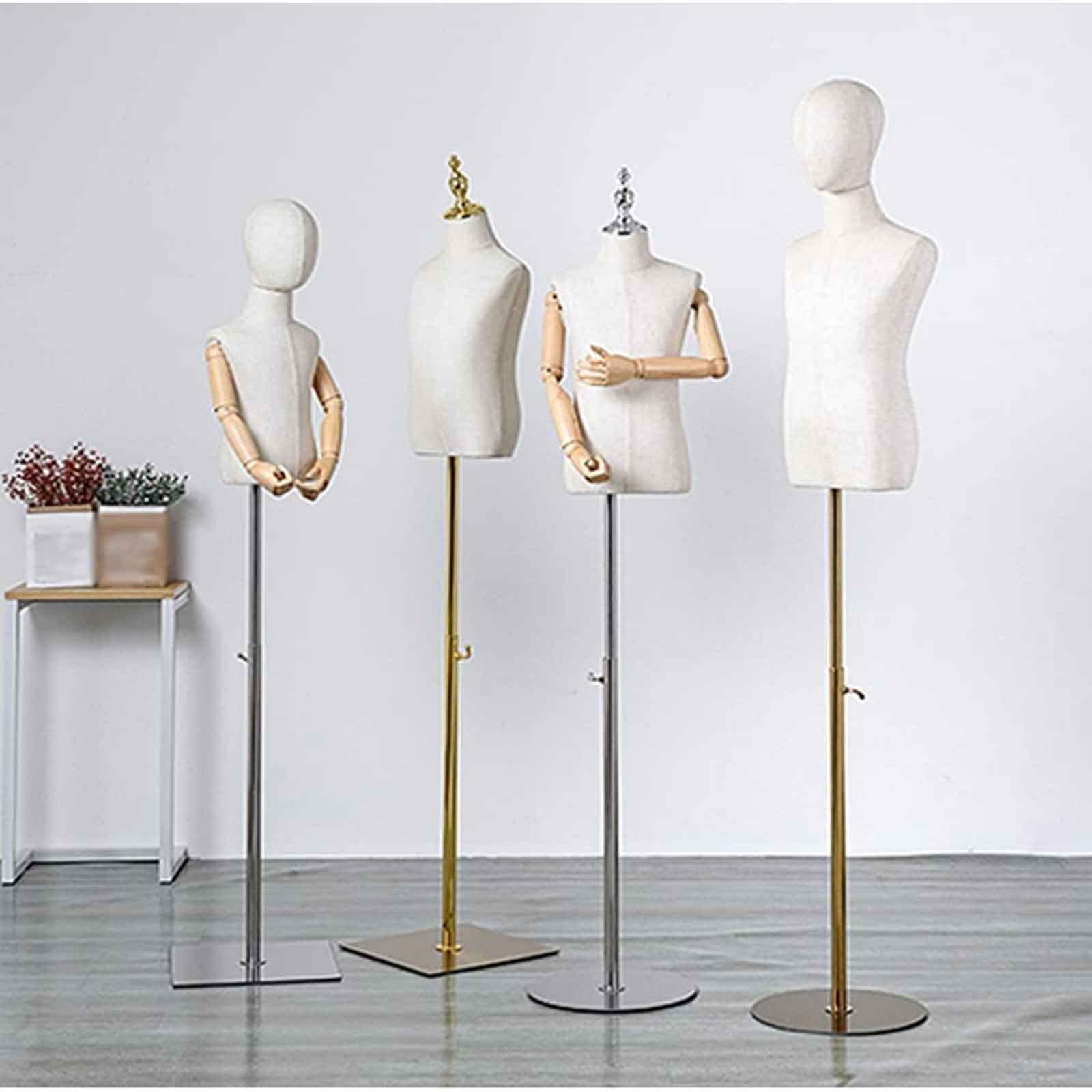 Tailors Dummy Mannequins Child Mannequin Tailors Dummy Model Adjustable Height Body Manikins Half-Length Wrapped Model Props Odorless Clothing Store Clothing Shoot Display Dressform Mannequin