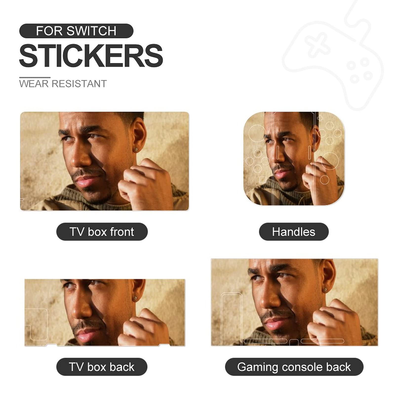 Romeo Santos Switch Controller Skin Sticker Wrap Full Set Protection Faceplate Console,Anime Game Protector Wrap Full Set Protective Faceplate Stickers