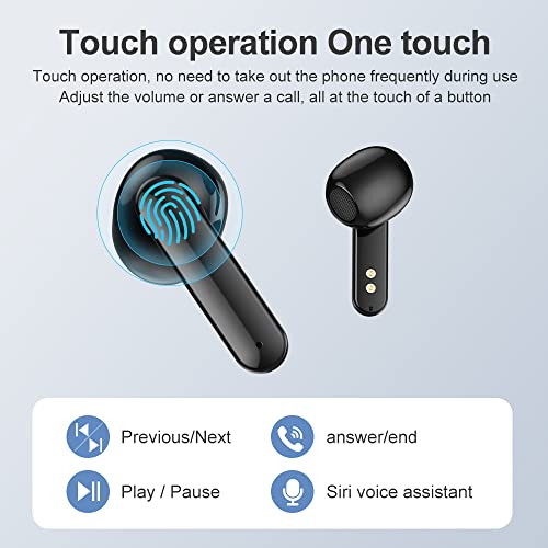 Hoseili 【2022new editionBluetooth Headphones.Bluetooth 5.2 Wireless Earphones in-Ear,LED Power Display IPX7 Waterproof Band Microphone Touch Control Portable Charging Case for iOS Android PC. YJ1