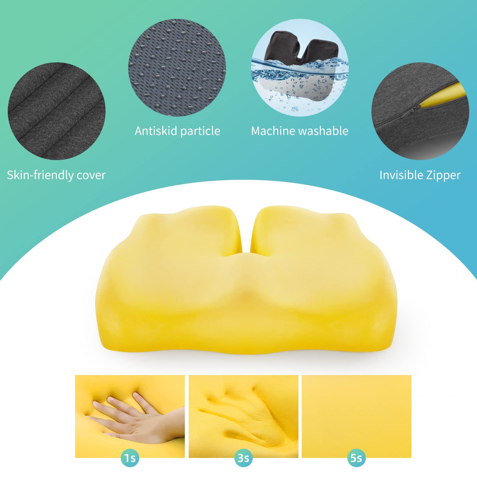 seeknow Lumbar Support Pillow for Office Chair Cushion for Back Pain Relief Office Chair Cushion Car Seat Cushion for Tailbone Pain Relief, Coccyx, Lower Back& Sciatica Pain Relief Butt Pillow Memory