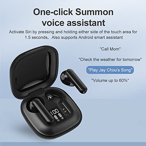 Hoseili 【2022new editionBluetooth Headphones.Bluetooth 5.2 Wireless Earphones in-Ear,LED Power Display IPX7 Waterproof Band Microphone Touch Control Portable Charging Case for iOS Android PC. YJ1