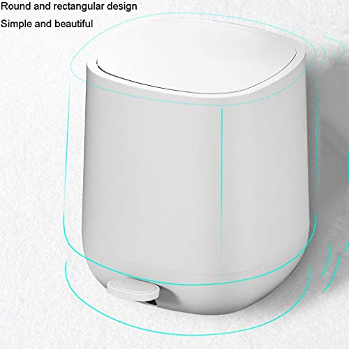 DTSE9 Garbage can for Bedroom Plastic Foot-Operated Trash Can Wastebasket,Silent Closing Lid,Garbage Container Bin for Bathroom,Bedroom,Removable Liner Bucket Indoor Trash Can (Color : White)
