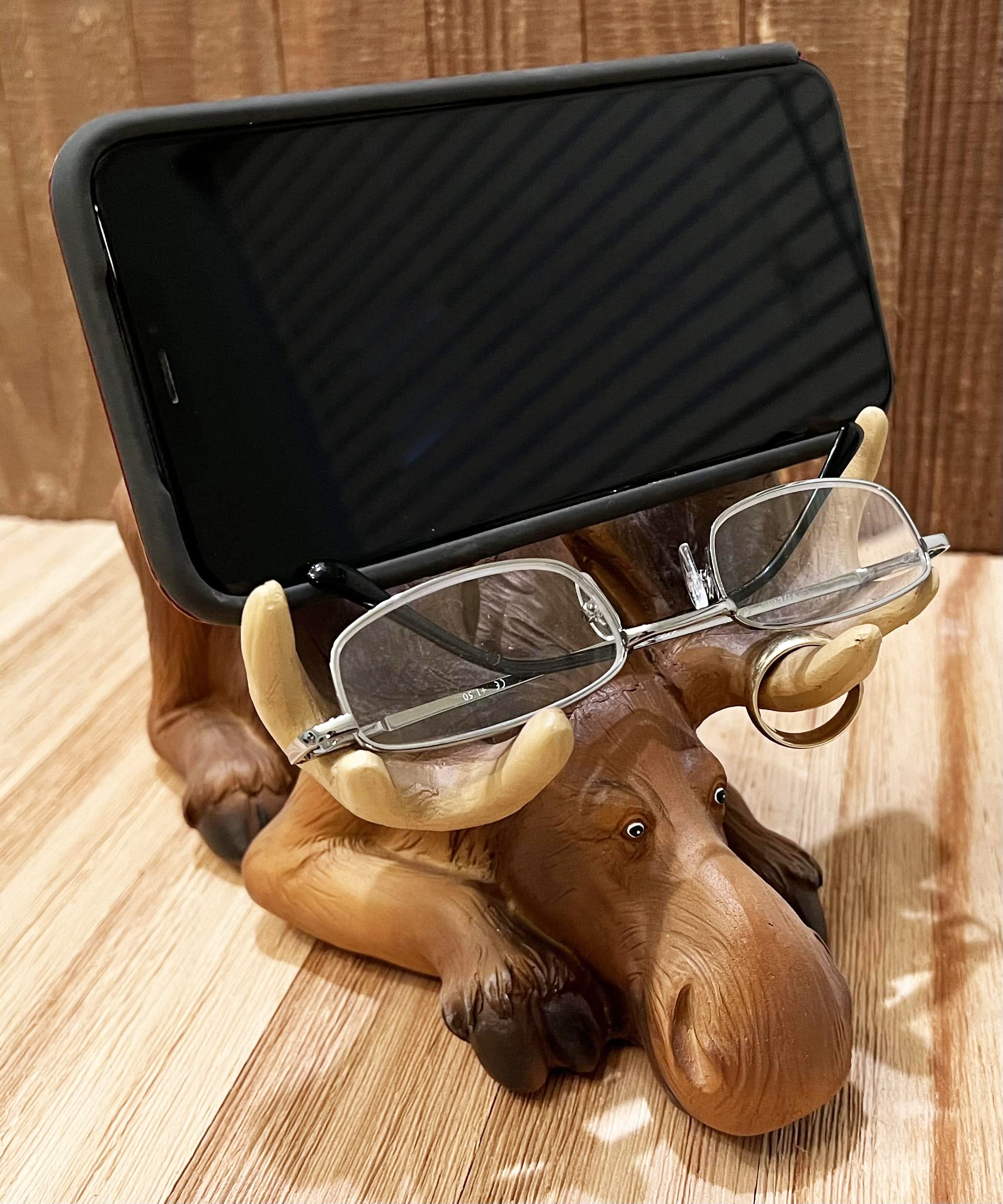 Top Brass Whimsical Lazy Moose Figurine/Organizer - Eyeglasses Sunglasses Cell Phone Keys Rings Jewelry Holder Keeper