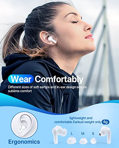 Eumspo Wireless Earbuds Bluetooth V5.1 Earbuds 35H Playtime Stereo Sound in-Ear Bluetooth Headphones Waterproof Touch Control Wireless Headphones with LED Charging Case for Sports Running Workout