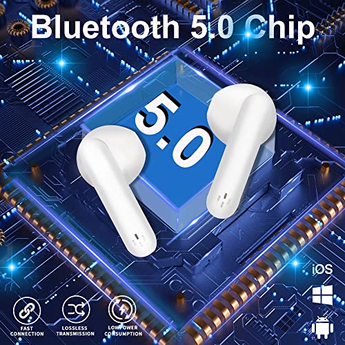 Wireless Earbud Bluetooth 5.0 Headphones Built in Mic Noise Cancelling 3D Stereo Headsets in Ear Ear Buds IPX5 Waterproof Air Buds with Charging Case for iPhone/Android & Power Display
