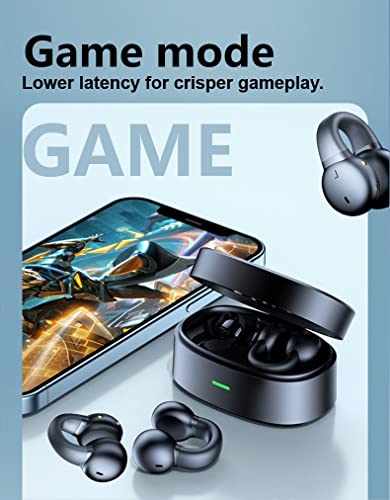 Ear-Clip Bone Conduction Headphones Bluetooth 5.3, Painless Wireless Open Ear Clip on Headphone,Waterproof Mini Sport Running Earring Earphone, Noise Cancelling/HiFi Quality/Long Battery Life