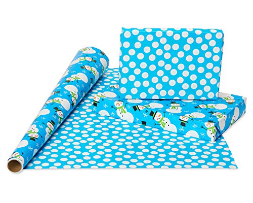 American Greetings 160 sq. ft. Reversible Kids Christmas Wrapping Paper Bundle, Santa, Snowflakes and Snowmen (4 Rolls 30 in. x 16 ft.)