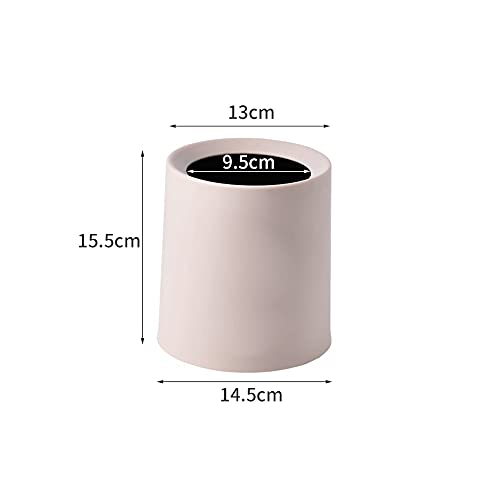 ESASAM Trash Bin， Desktop Plastic Trash Can for Family，Small Size，Beautiful Appearance，with Liner（White,Blue,Pink） (Color : White)