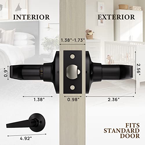 VICMEON 8 Pack Classic Keyless Door Lever Set, Passage Lever Door Handle, Passage Door Lever for Hallway and Closet, Reversible for Right and Left Side, Matte Black