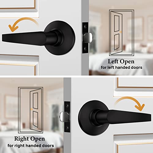VICMEON 8 Pack Classic Keyless Door Lever Set, Passage Lever Door Handle, Passage Door Lever for Hallway and Closet, Reversible for Right and Left Side, Matte Black