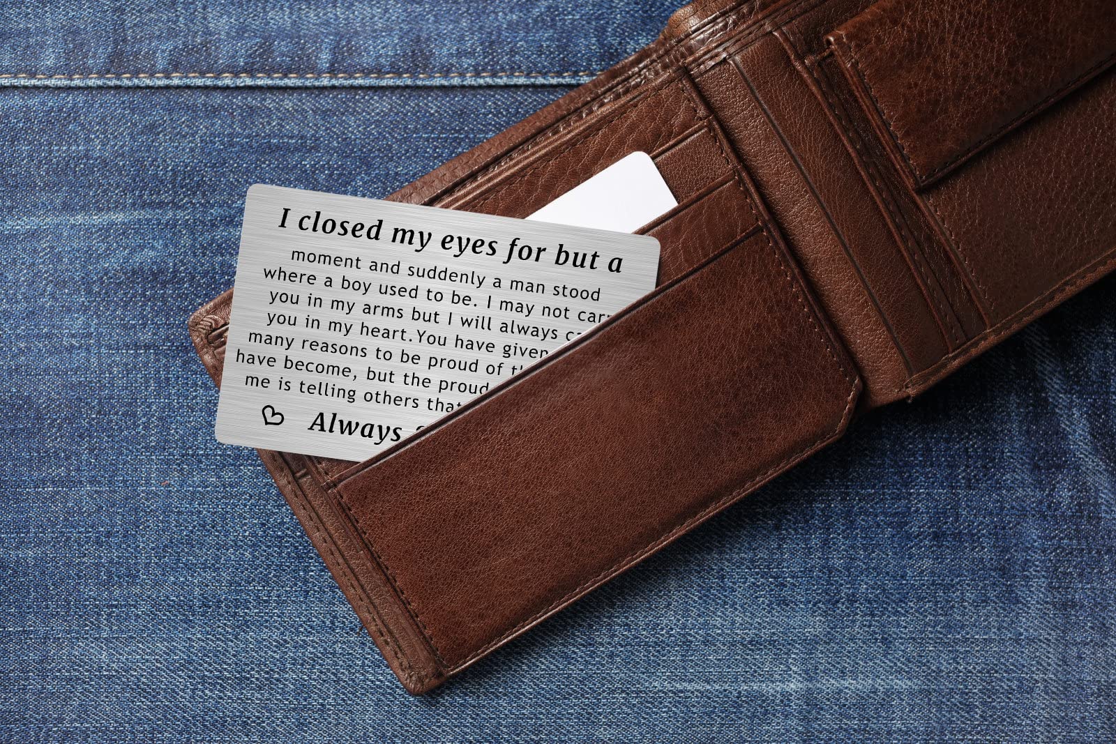 Ptzizi Inspirational Silver Metal Wallet Insert Card, Engraved Encouragement Wallet Card for Son Gift from Mom, To My Son Birthday Graduation Wedding Card Gift A9