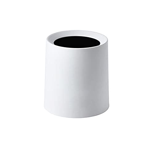 ESASAM Trash Bin， Desktop Plastic Trash Can for Family，Small Size，Beautiful Appearance，with Liner（White,Blue,Pink） (Color : White)