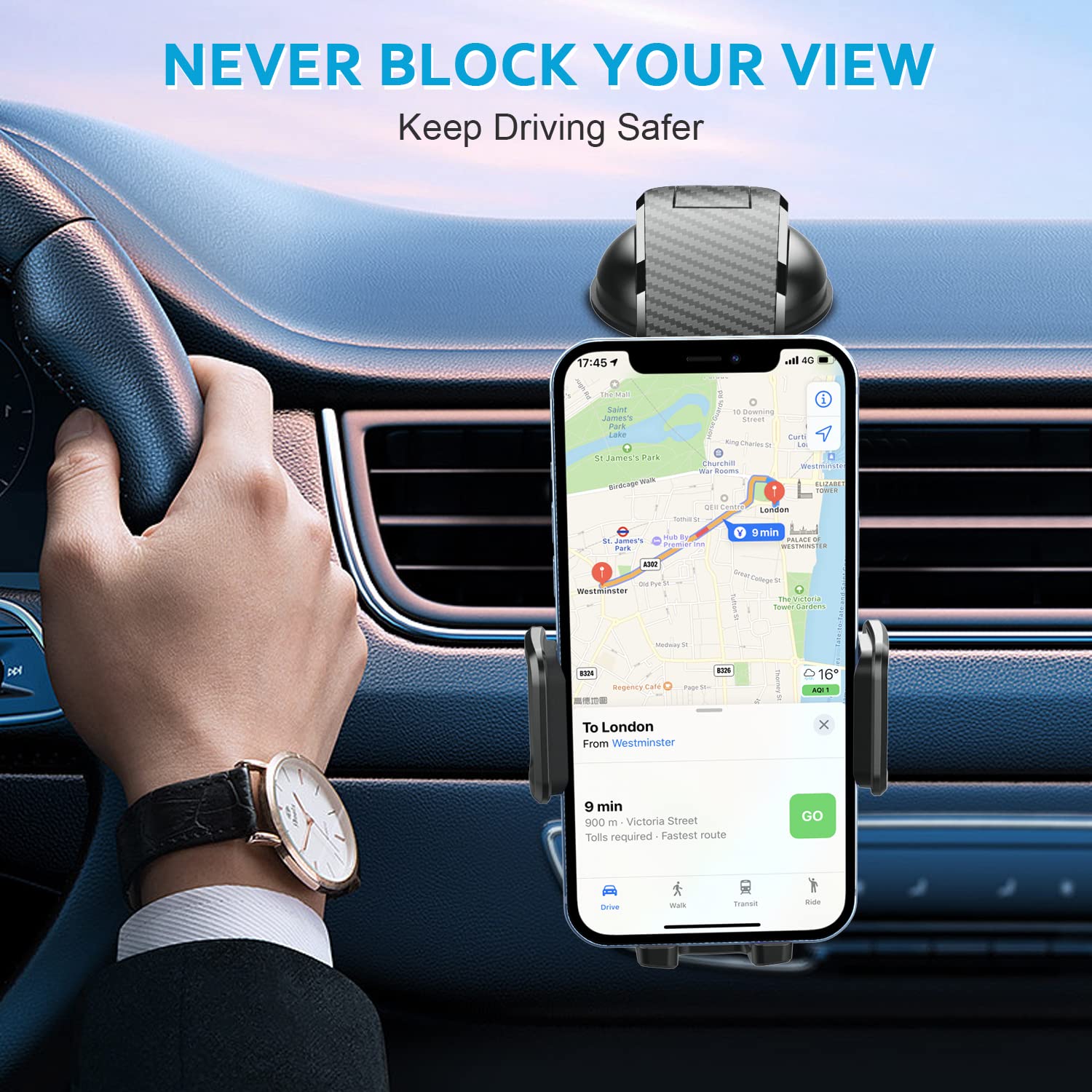 VIKE 2023 Upgraded Car Phone Holder Mount - [ Bumpy Roads Friendly ] Phone Mount for Car Dashboard Windshield Air Vent 3 in 1, Hand Free Mount for iPhone 14 13 12 Pro Max All Cell Phones