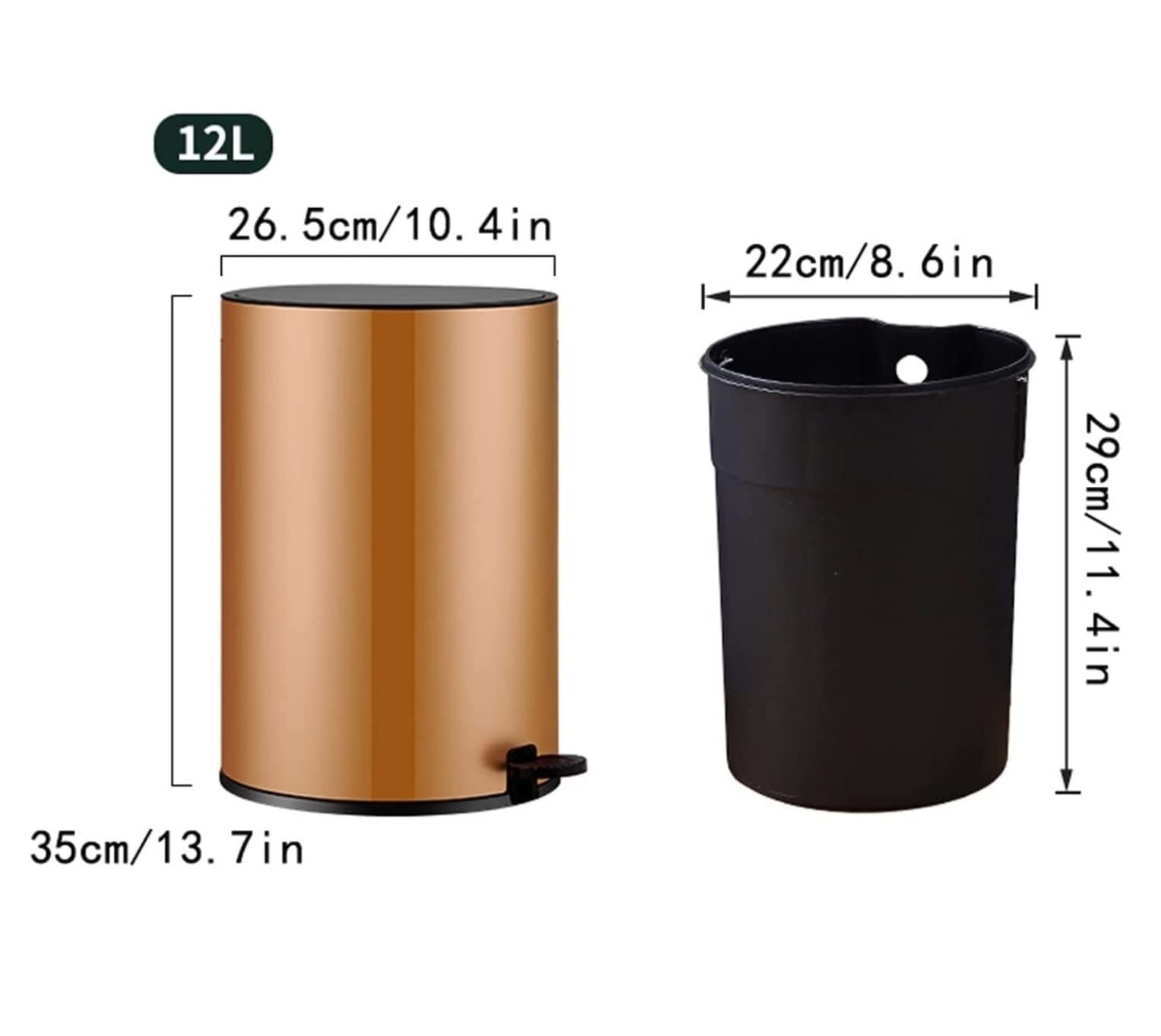 NEHHDC Trash Can Garbage Can Trash Bin Step Trash Can Wastebasket Garbage Container Bin Removable Liner Bucket Step Trash Bin Living Room Trashcan Garbage Bin (Color : White, Size : 26.5 * 35cm)