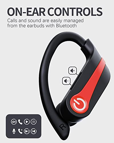 GOSCIEN Ear Buds Wireless Bluetooth Earbuds 50Hrs Playtime Bluetooth 5.1 with Wireless Charging Case IPX7 Waterproof Wireless Bluetooth Earphones with Earhook for Sports