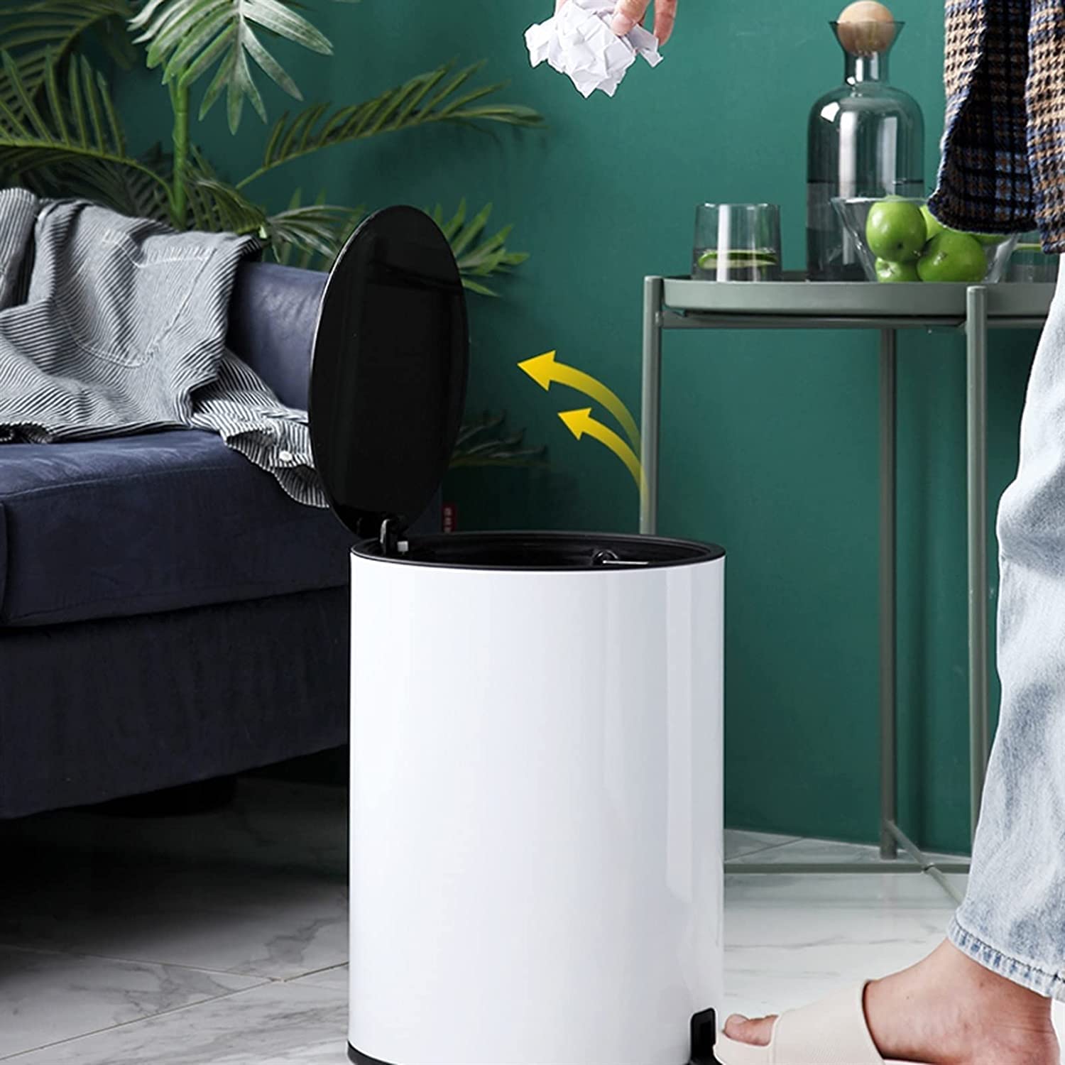 NEHHDC Trash Can Garbage Can Trash Bin Step Trash Can Wastebasket Garbage Container Bin Removable Liner Bucket Step Trash Bin Living Room Trashcan Garbage Bin (Color : White, Size : 26.5 * 35cm)