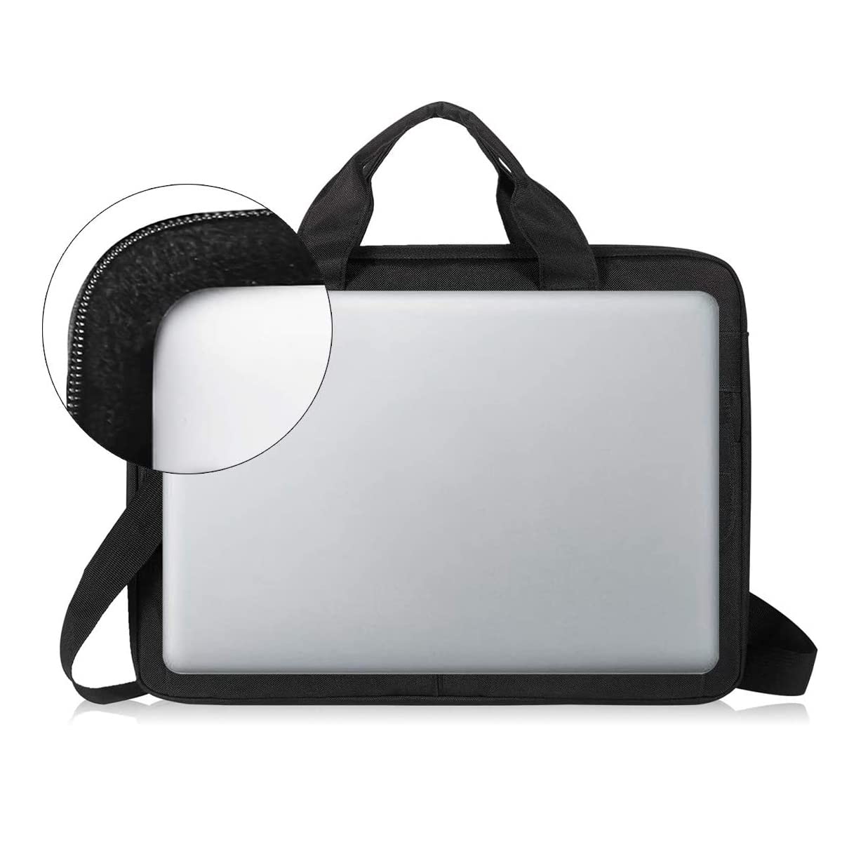 LANDICI Laptop Bag Carrying Case 13-14 inch with Shoulder Strap, Slim Waterproof Computer Sleeve Compatible with MacBook Air 13/13.3 M1 M2, MacBook Pro 13/14, Chromebook 14, Black