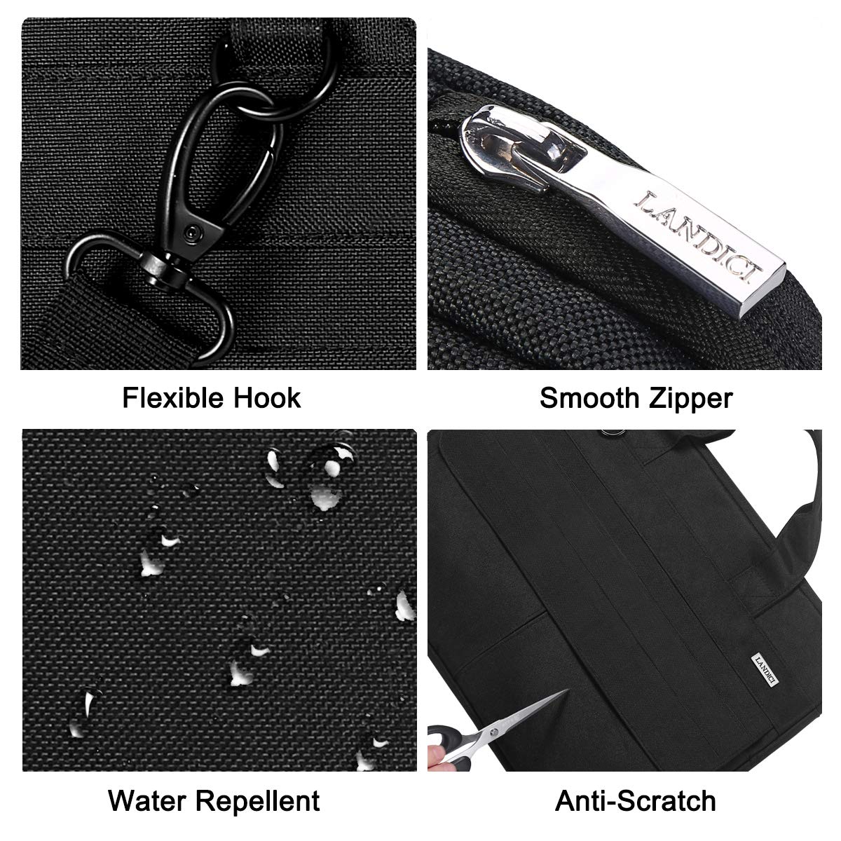 LANDICI Laptop Bag Carrying Case 13-14 inch with Shoulder Strap, Slim Waterproof Computer Sleeve Compatible with MacBook Air 13/13.3 M1 M2, MacBook Pro 13/14, Chromebook 14, Black