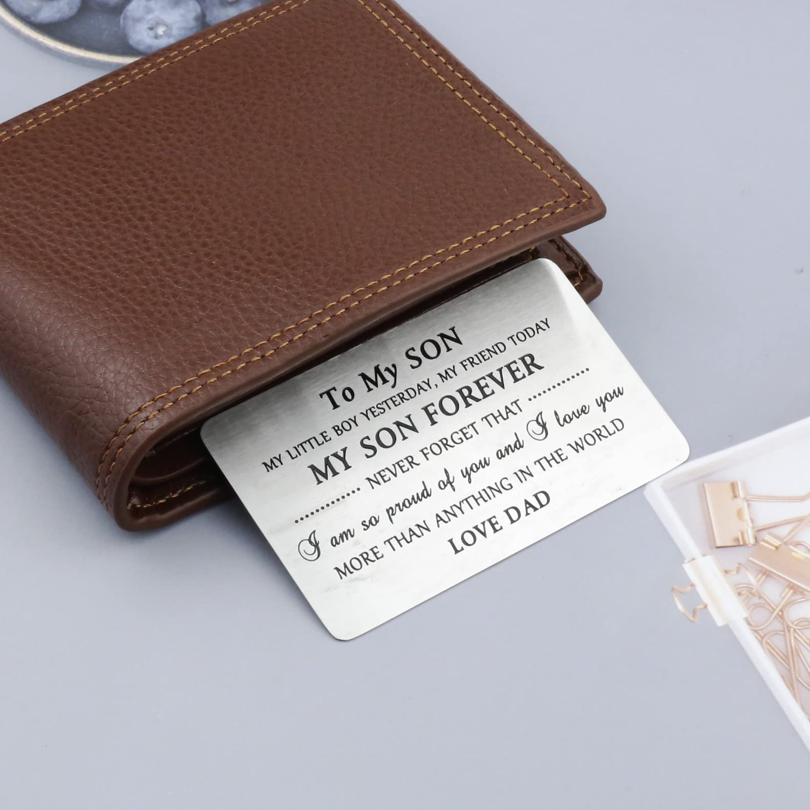 NC Wallet Card Insert for Son Daughter from Mom Dad Inspirational Birthday Graduation Wedding Christmas Gifts for Daughter Son (MY LITTLE SON)