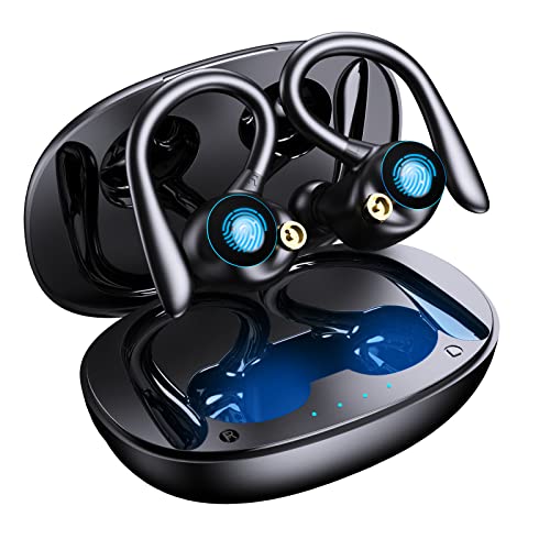 Wireless Earbuds Bluetooth5.2 Headphones 120H Playtime Ear Buds IPX7 Waterproof Bluetooth Earphones, Over-Ear Headphones with 800mAh Charging Case Touch Control for Sport/Running/Work/Gaming