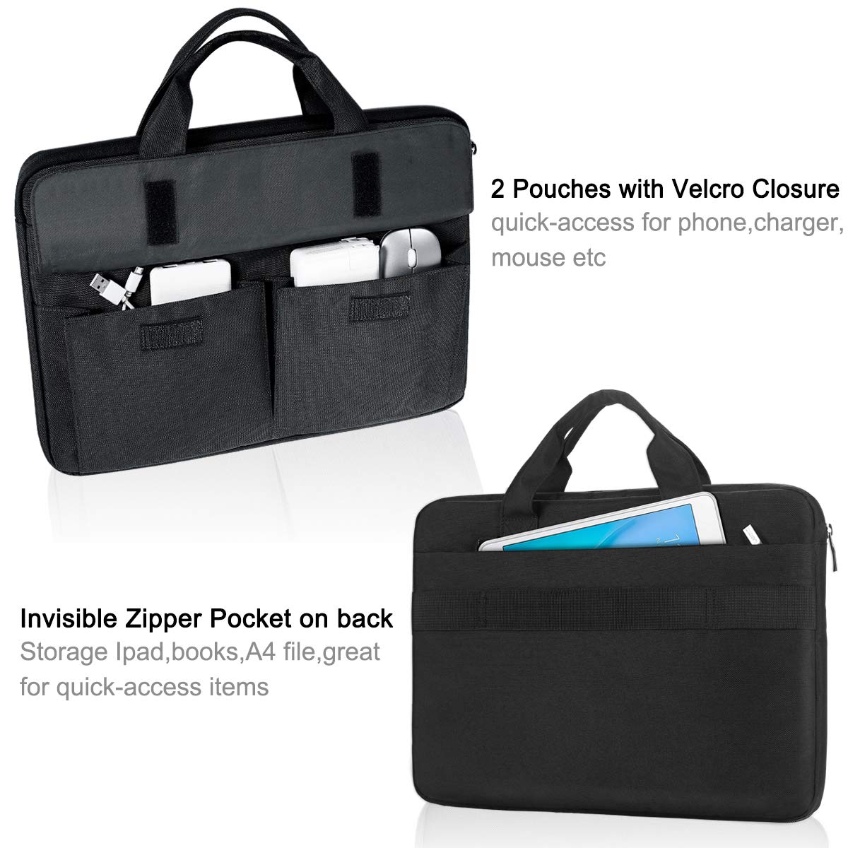 LANDICI Laptop Bag Carrying Case 13-14 inch with Shoulder Strap, Slim Waterproof Computer Sleeve Compatible with MacBook Air 13/13.3 M1 M2, MacBook Pro 13/14, Chromebook 14, Black