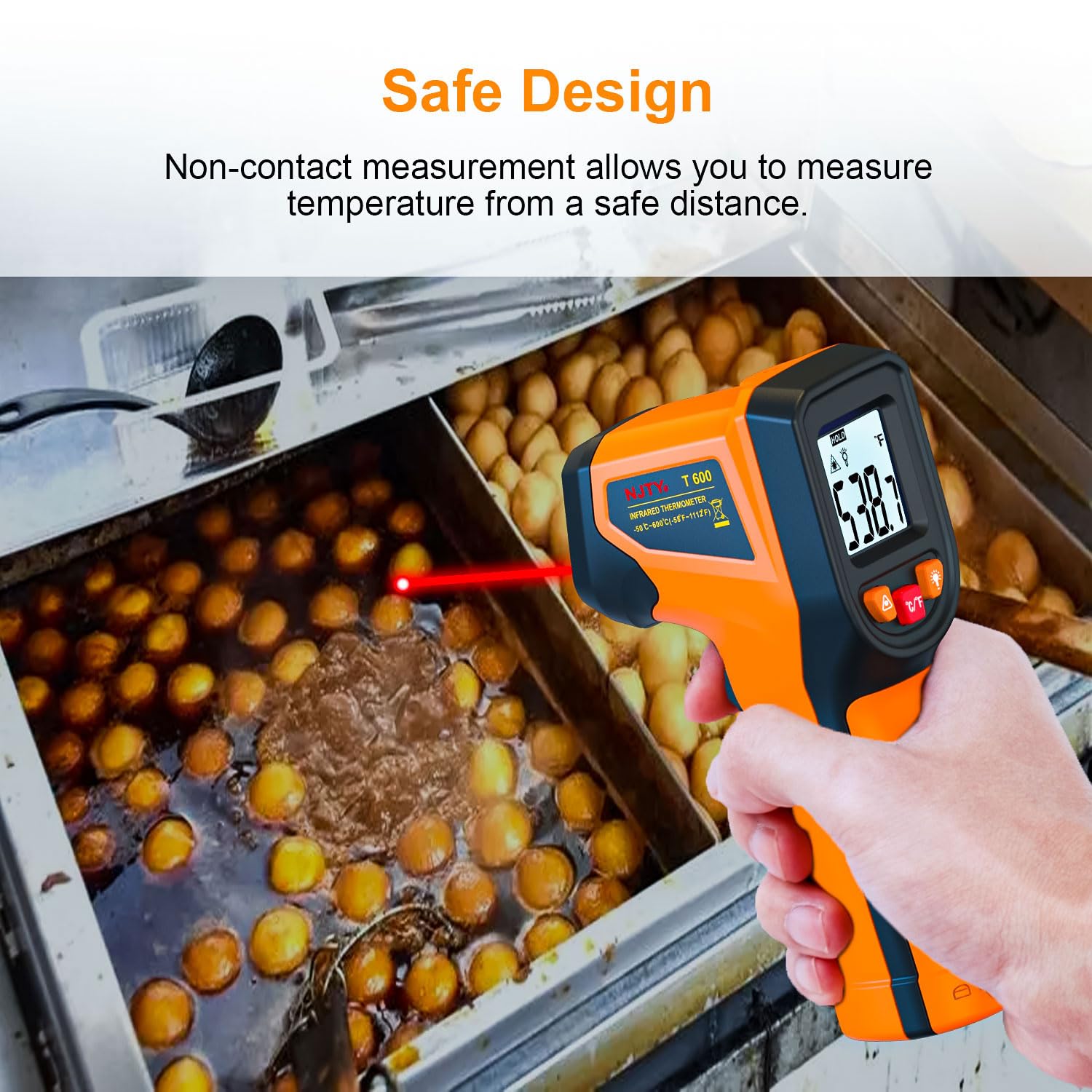 Upgrade 2023 Laser Infrared Thermometer Non-Contact Digital Temperature Gun, -58℉~1112℉(-50℃~600℃) IR Thermometer for Industrial, Kitchen Cooking, Automotive, HVAC (Not for Human Body Temp)