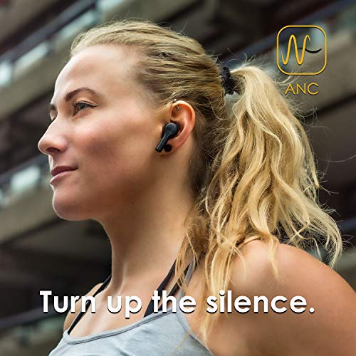 BoomPods Bassline ANC True Wireless β Active Noise Cancelling Bluetooth in-Ear Headphones, Water/Sweat Resistant, Compact Travel Charging Case (Black)