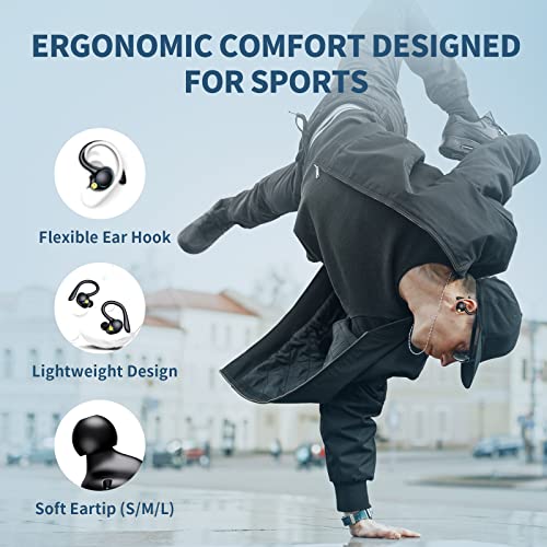 Wireless Earbuds Bluetooth5.2 Headphones 120H Playtime Ear Buds IPX7 Waterproof Bluetooth Earphones, Over-Ear Headphones with 800mAh Charging Case Touch Control for Sport/Running/Work/Gaming