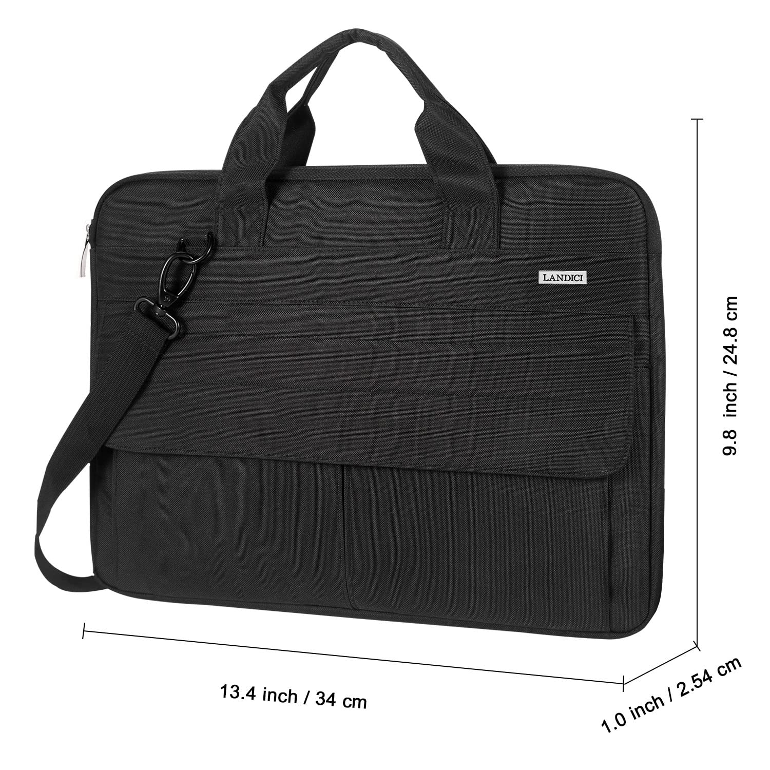LANDICI Laptop Bag Carrying Case 13-14 inch with Shoulder Strap, Slim Waterproof Computer Sleeve Compatible with MacBook Air 13/13.3 M1 M2, MacBook Pro 13/14, Chromebook 14, Black