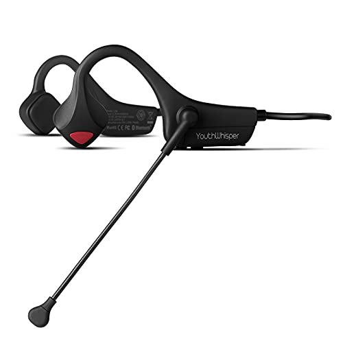 YouthWhisper Bone Conduction Bluetooth Headphones, Open-Ear Headphones with Noise-Canceling Microphone, Wireless Headset for Work, Learning, Running, Driving(Pro)