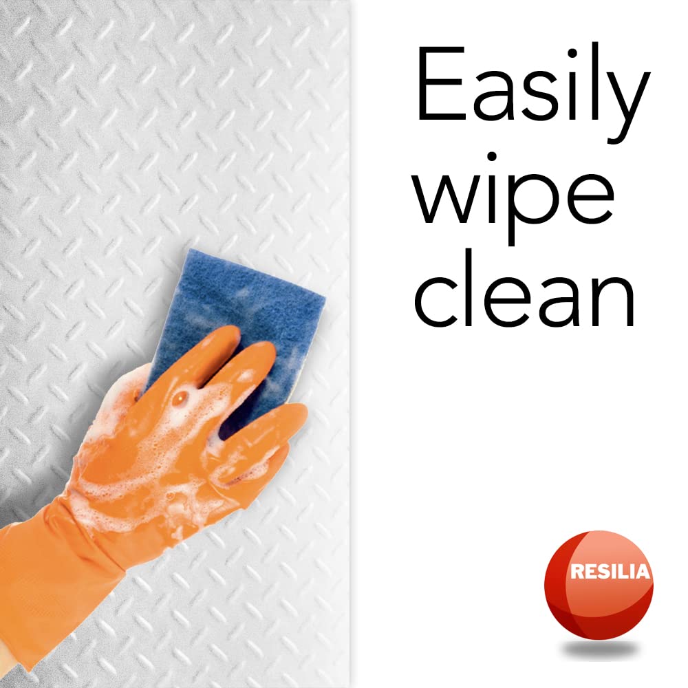 Resilia Premium Under The Sink Mat- Large Universal Size, Cut to Fit Cabinets, Shelf & Drawer Liners, Thick Plastic Diamond Plate Surface, 24 x 48 inches, Pure White