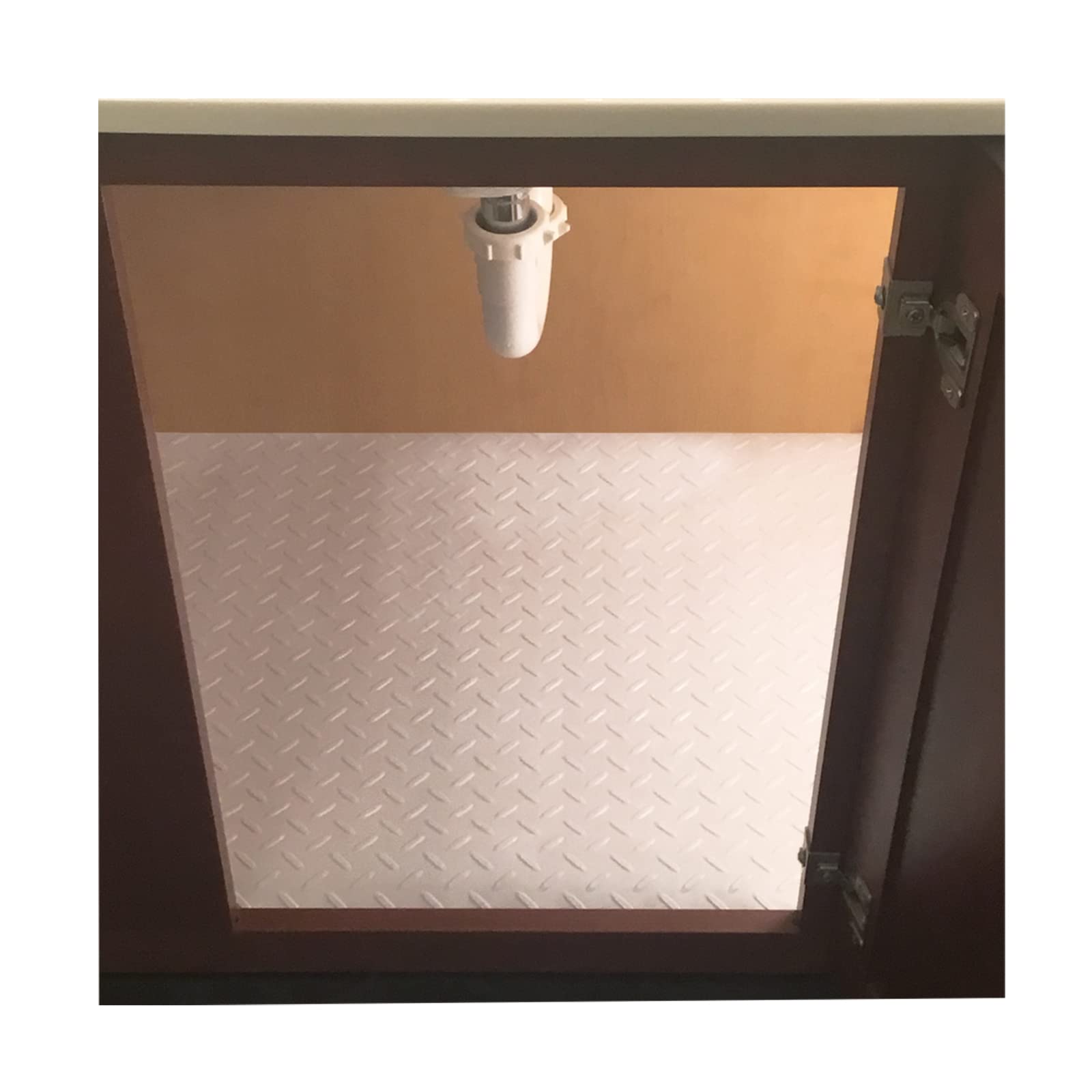 Resilia Premium Under The Sink Mat- Large Universal Size, Cut to Fit Cabinets, Shelf & Drawer Liners, Thick Plastic Diamond Plate Surface, 24 x 48 inches, Pure White