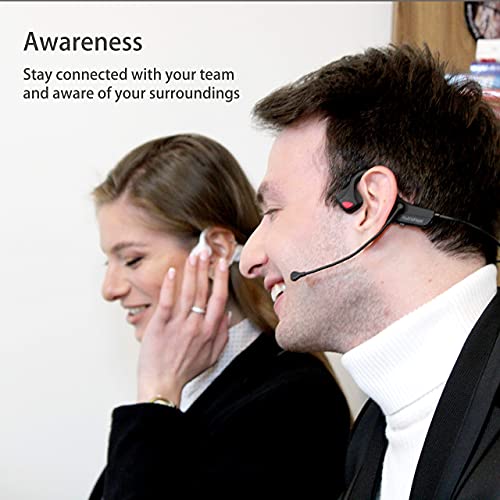YouthWhisper Bone Conduction Bluetooth Headphones, Open-Ear Headphones with Noise-Canceling Microphone, Wireless Headset for Work, Learning, Running, Driving(Pro)