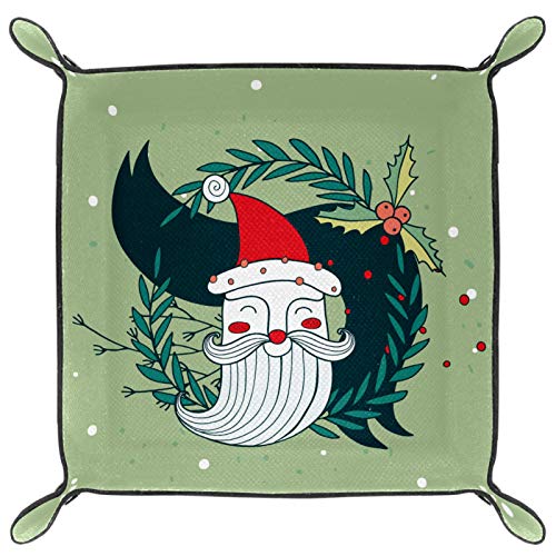 Fashion Santa Valet Tray Leather Bedside Organizer Dice Tray Desk Storage Plate Catchall for Change Jewelry Key Phone Watches