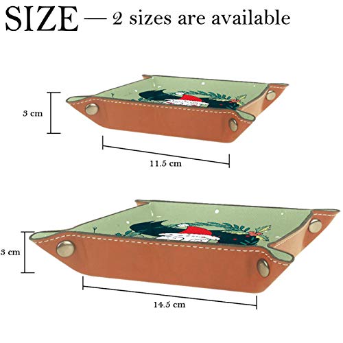 Fashion Santa Valet Tray Leather Bedside Organizer Dice Tray Desk Storage Plate Catchall for Change Jewelry Key Phone Watches
