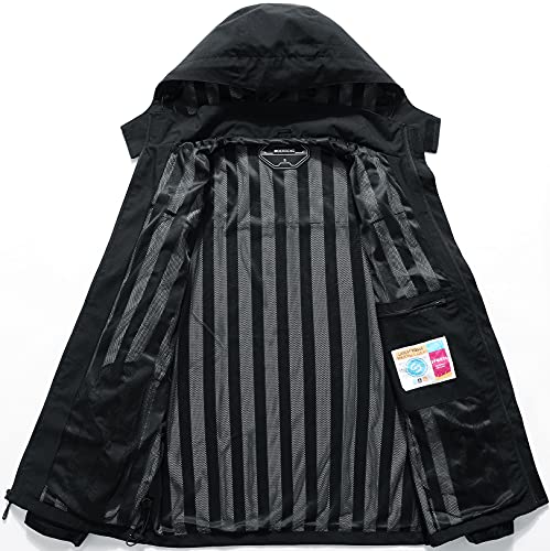 MOERDENG Men's Waterproof Rain Jacket Outdoor Lightweight Raincoat for Hiking Travel