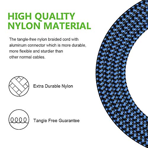 Micro USB Cable, 3Pack 6FT Android Charger Cord Long Nylon Braided Sync and Fast Charging Cables Compatible Samsung Galaxy S6 S7 Edge, Kindle, Android & Windows Smartphones, Xbox, PS4 and More-Blue