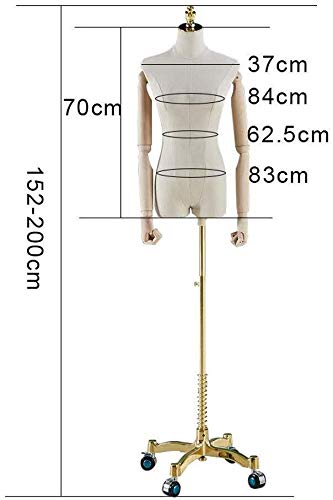 Tailors Dummy Mannequins Female Tailors Dummy Mannequin Dressmakers Dummies Fashion Students Display Bust Torso Wood Arm Adjustable for Clothing Display Stand Dressform Mannequin
